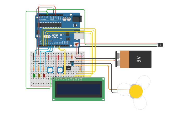 Circuit design Temperature-Control with LCD - Tinkercad