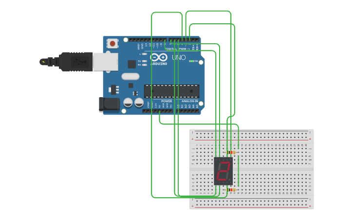 Circuit design Display de 7 segmentos - Tinkercad Circuit design Display de 7 segmentos - Tinkercad
