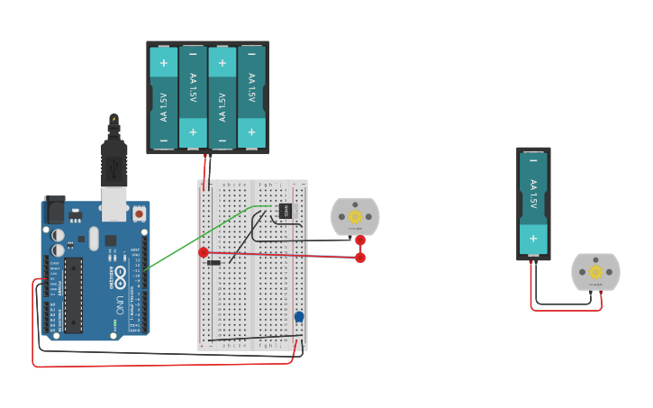 Circuit design single direction dc motor experiment - Tinkercad