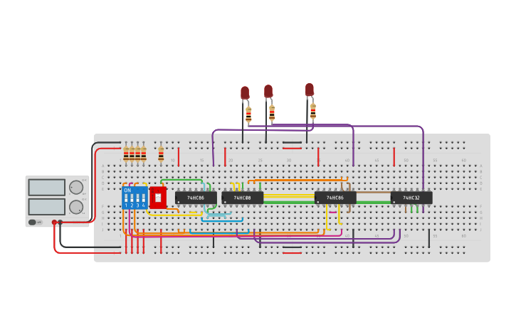 Circuit design 2 bit adder subtractor - Tinkercad