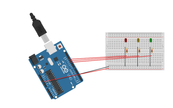 Circuit design semaforo con arduino - Tinkercad