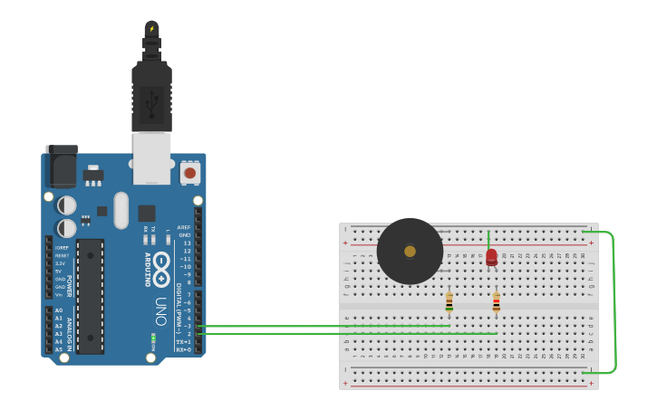 Circuit design SOS MORSE CODE - Tinkercad