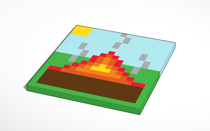 3D design Pixel Art(CampFire) - Tinkercad
