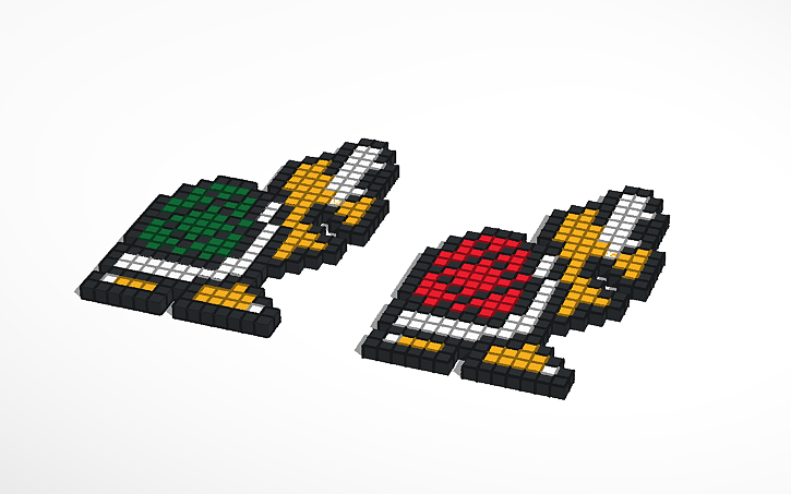 3D design pixel art koopa troopa - Tinkercad
