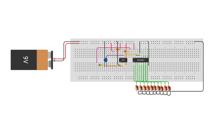 Circuit design CD4017 - Tinkercad
