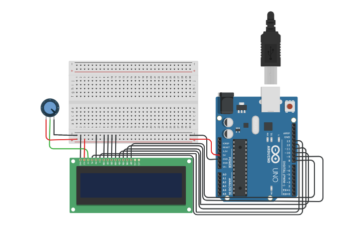 Circuit design LCD Interfacing Project-4 - Tinkercad