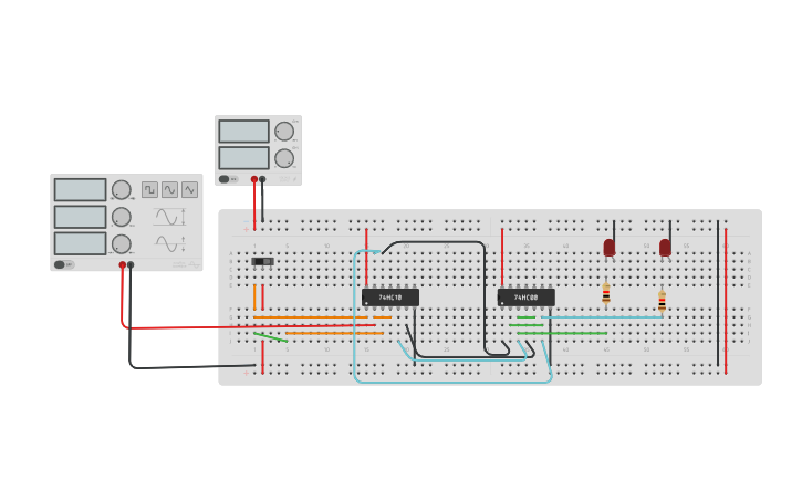Circuit design Experiment 6:T Flipflop - Tinkercad