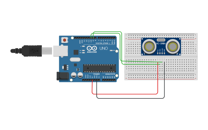 Circuit design ULTRASONIC SENSOR | Tinkercad