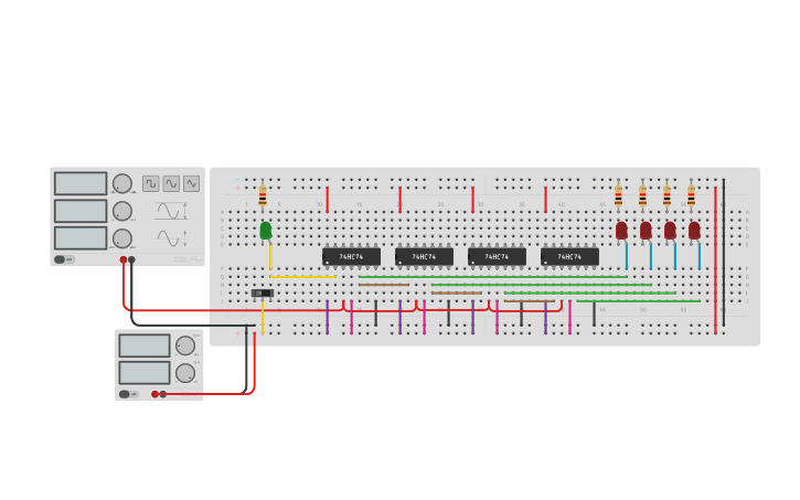 Circuit design Right Shift Registers | Tinkercad