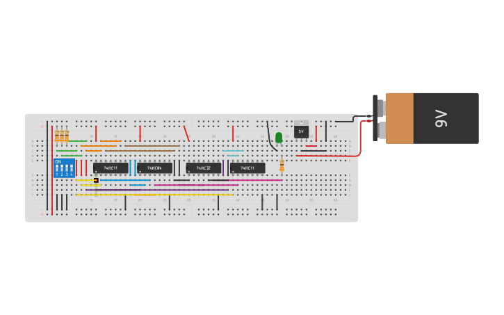Circuit design Práctica 2 Circuitos Combinacionales - Tinkercad