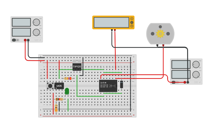 Circuit design DC motor with relay - Tinkercad