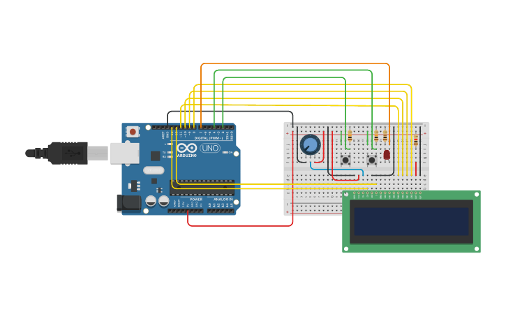 Circuit design Buttons and LCD template - Tinkercad