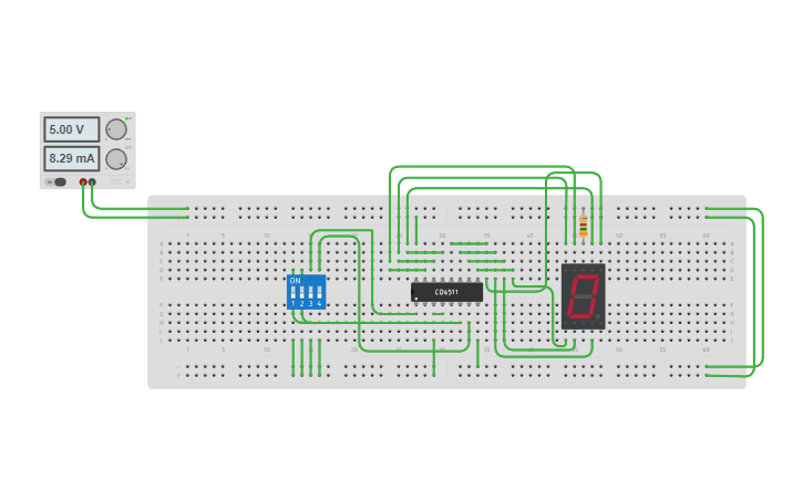 Circuit design 7 segment - Tinkercad