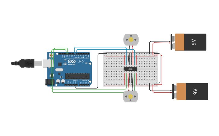 Circuit design Conexion motores 2 - Tinkercad