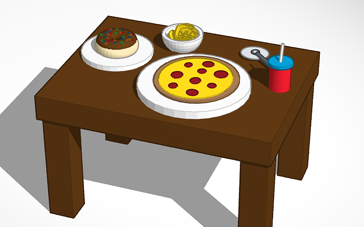 3D design Table with Food - Tinkercad