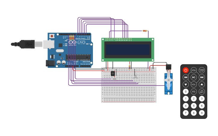 Circuit design Projeto 1 - Servo Motor controlled by IR Remote - Tinkercad Circuit design Projeto 1 - Servo Motor controlled by IR Remote - Tinkercad
