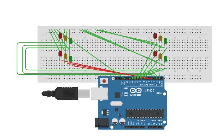 Circuit design Traffic Light - Tinkercad