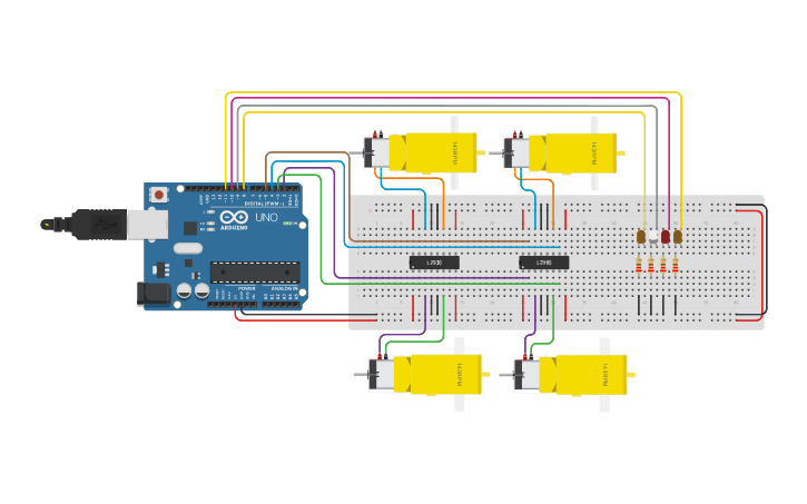 Circuit design Carro motores DC | Tinkercad
