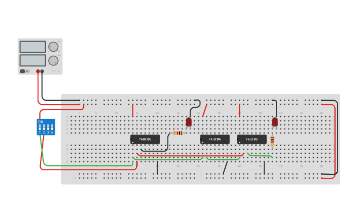 Circuit design half subtractor | Tinkercad