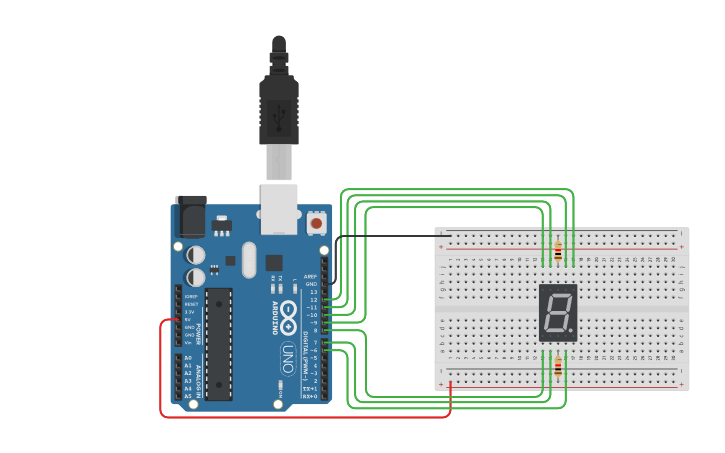 Circuit design Counting_Numbers(7Segment) | Tinkercad