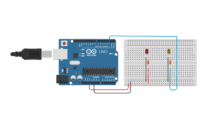 Circuit design Single Led - Tinkercad