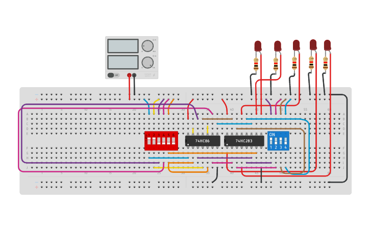 Circuit Design 4 Bit Binary As Tinkercad