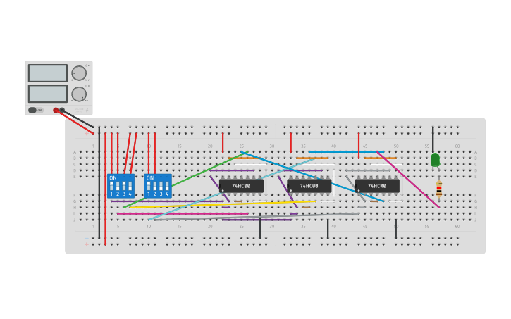 Circuit design 4x1 MUX - Tinkercad
