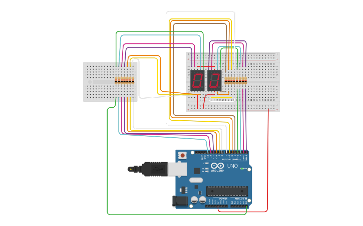 Circuit design 7 segments - Tinkercad