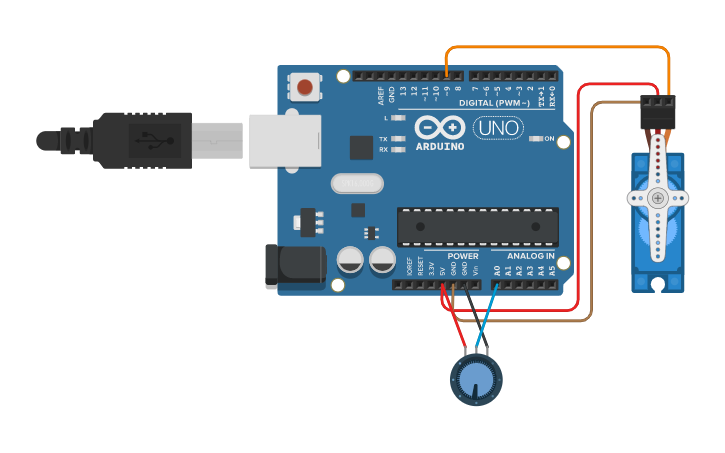 Circuit design Práctica "Arduino PWM_Servomotor" - Tinkercad