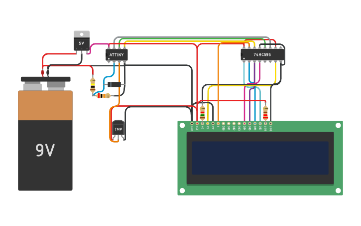 Circuit Design Thermometer W Attiny85 Tinkercad