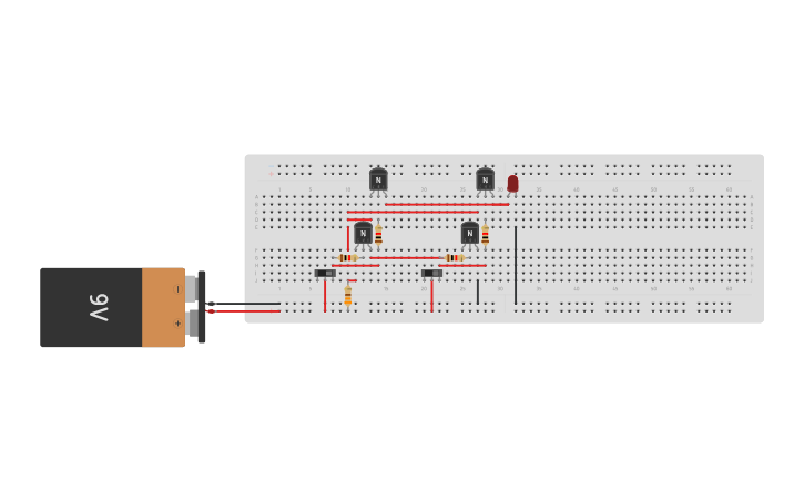 Circuit design XOR GATE by TTL - Tinkercad
