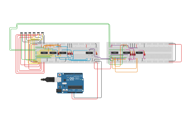 Circuit design MUX-DEMUX - Tinkercad