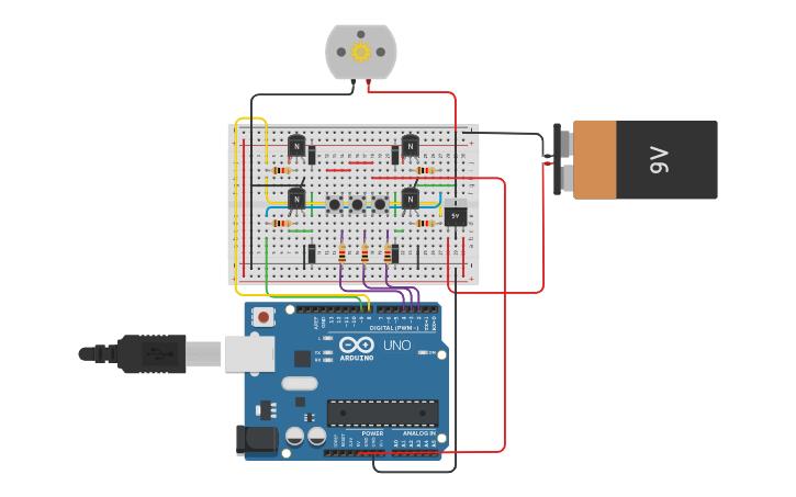 Circuit design Puente H Parte 1 - Tinkercad