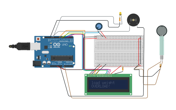 Circuit design vehicle overload detection - Tinkercad