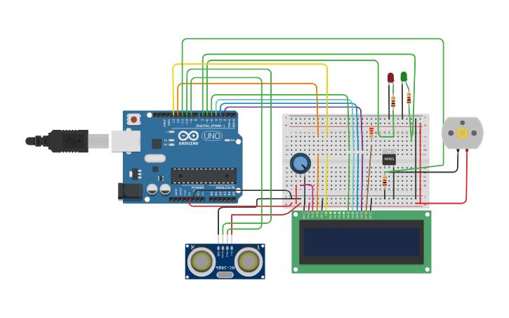 Circuit design adaptive cruise control - Tinkercad