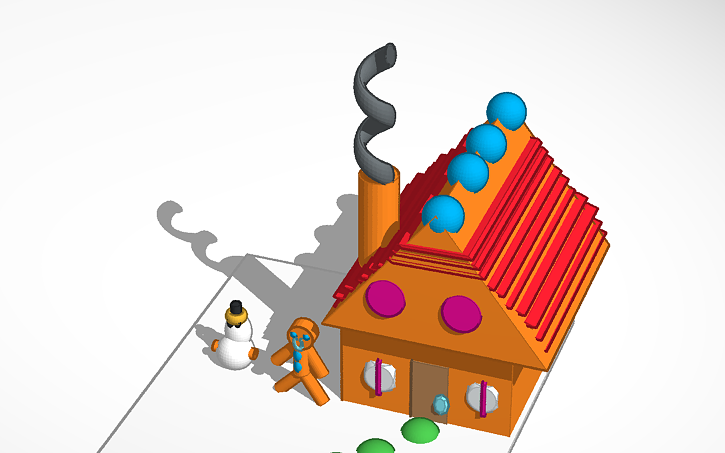 3D design Gingerbread House w/ a Gingerbread Man | Tinkercad