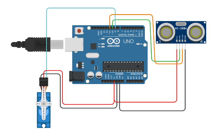 Circuit design Automatic Sanitizer Dispenser | Tinkercad