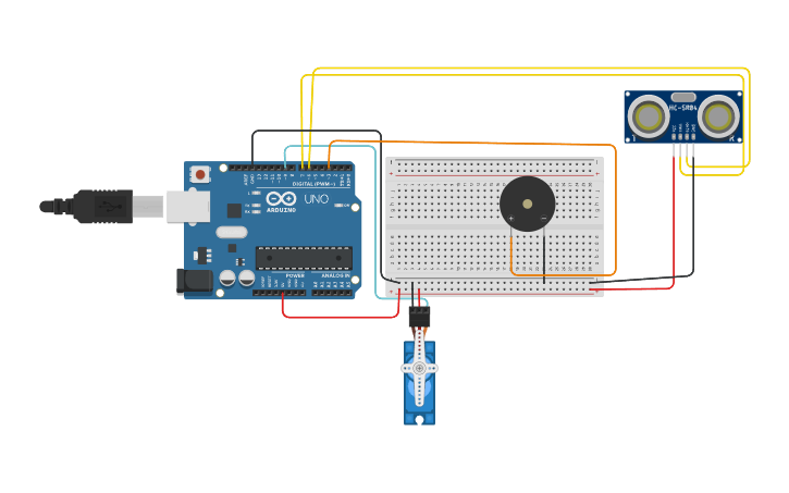 Circuit design Arduino - Sensor de Movimiento con bocina y servomotor ... Circuit design Arduino - Sensor de Movimiento con bocina y servomotor ...