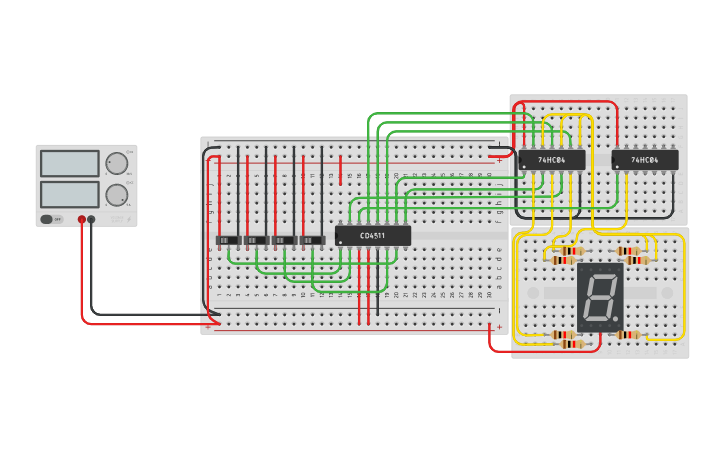 Circuit Design Decodificador 7 Segmentos Tinkercad