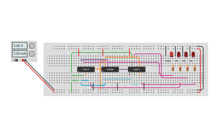 Circuit design 2 to 4 decoder using logic gates - Tinkercad