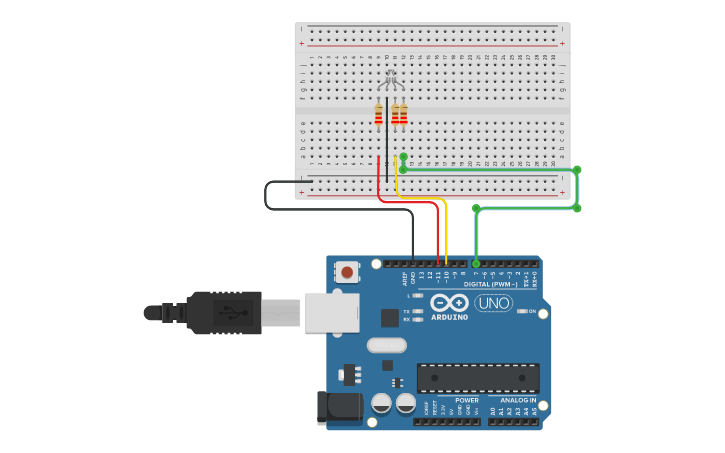 Circuit design LED RGB - Tinkercad