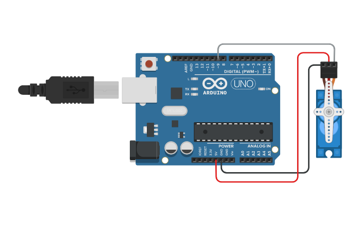 Circuit design Conexión y Programación de un Servomotor | Tinkercad Circuit design Conexión y Programación de un Servomotor | Tinkercad