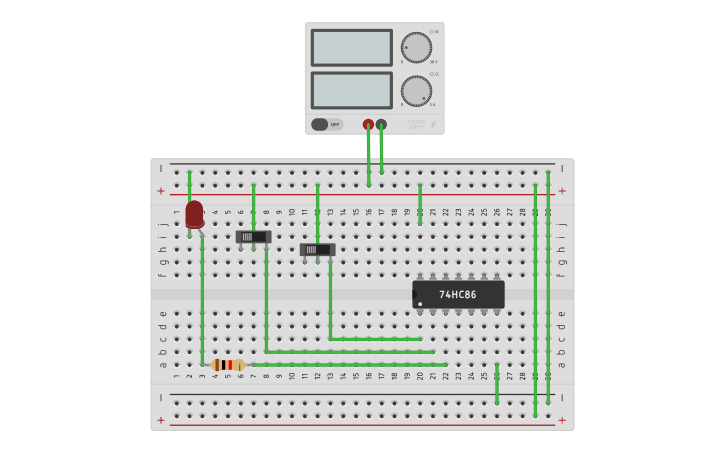 Circuit design XOR Gate | Tinkercad
