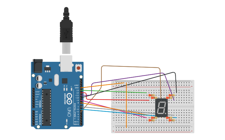 Circuit design 7segment 034 | Tinkercad