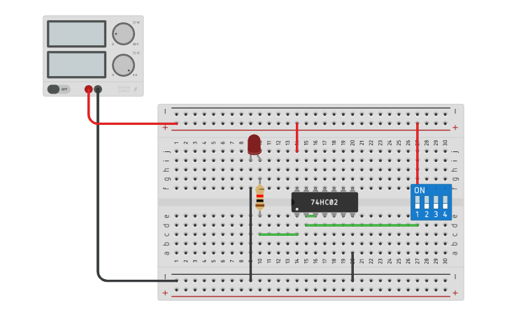 Circuit design NOT-GATE using NOR-GATE - Tinkercad
