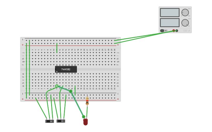 Circuit design NOR GATE - Tinkercad