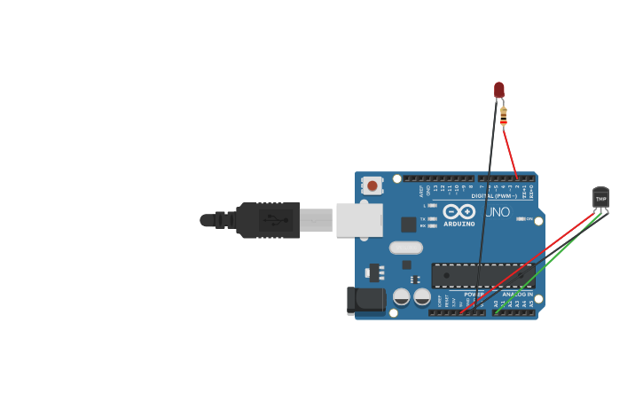 Circuit design Temperature Sensor | Tinkercad