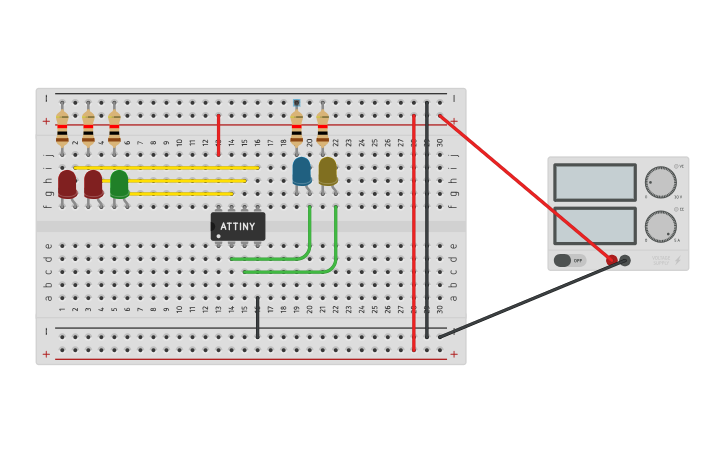 Circuit Design Attiny Binary Count With Led Tinkercad