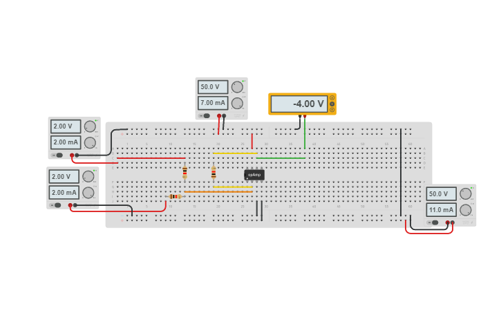 Circuit design Inverting Summing Amplifier - Tinkercad Circuit design Inverting Summing Amplifier - Tinkercad