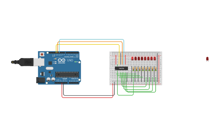 Circuit design Shift Register | Tinkercad